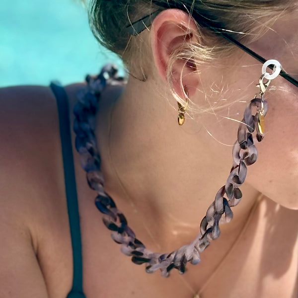 Glasses Chain - Smoky Tortoise shell - Salty Safari by Noosa Living